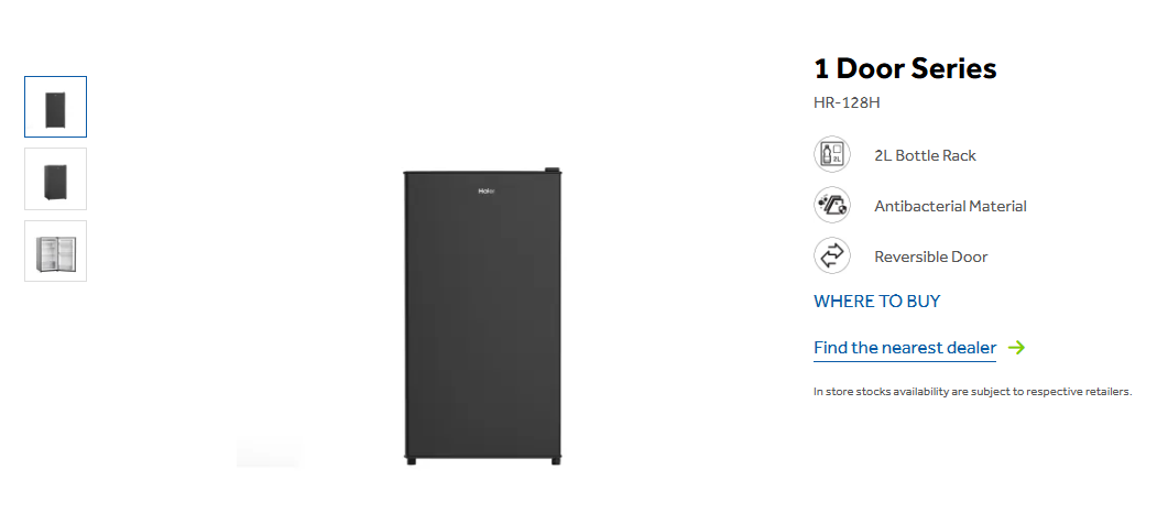 Haier 128L Single Door Refrigerator HR-128H | Shopee Malaysia