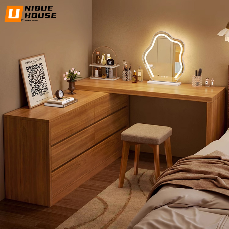 Makeup Table L Shape DIY Meja Makeup Bedroom Dressing Table With Chest Drawer Meja Solek Vanity ...