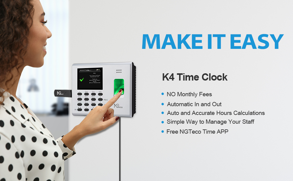 NGTeco K4 Attendance Machine Biometrics Fingerprint Time Absence ...