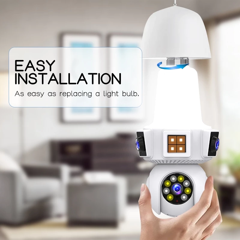 V380 PRO CCTV Three Lens Three Image Bulb CCTV Camera IP Wifi Bulb ...