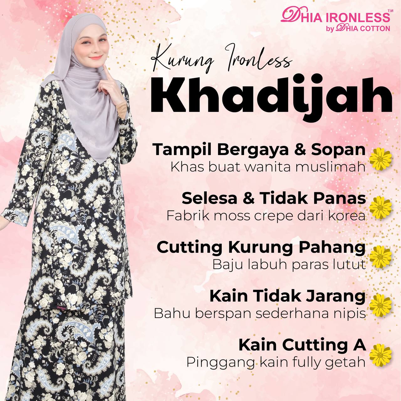 [2025] 7. Shade of Yellow Baju Kurung Dhia Ironless Khadijah Cutting ...