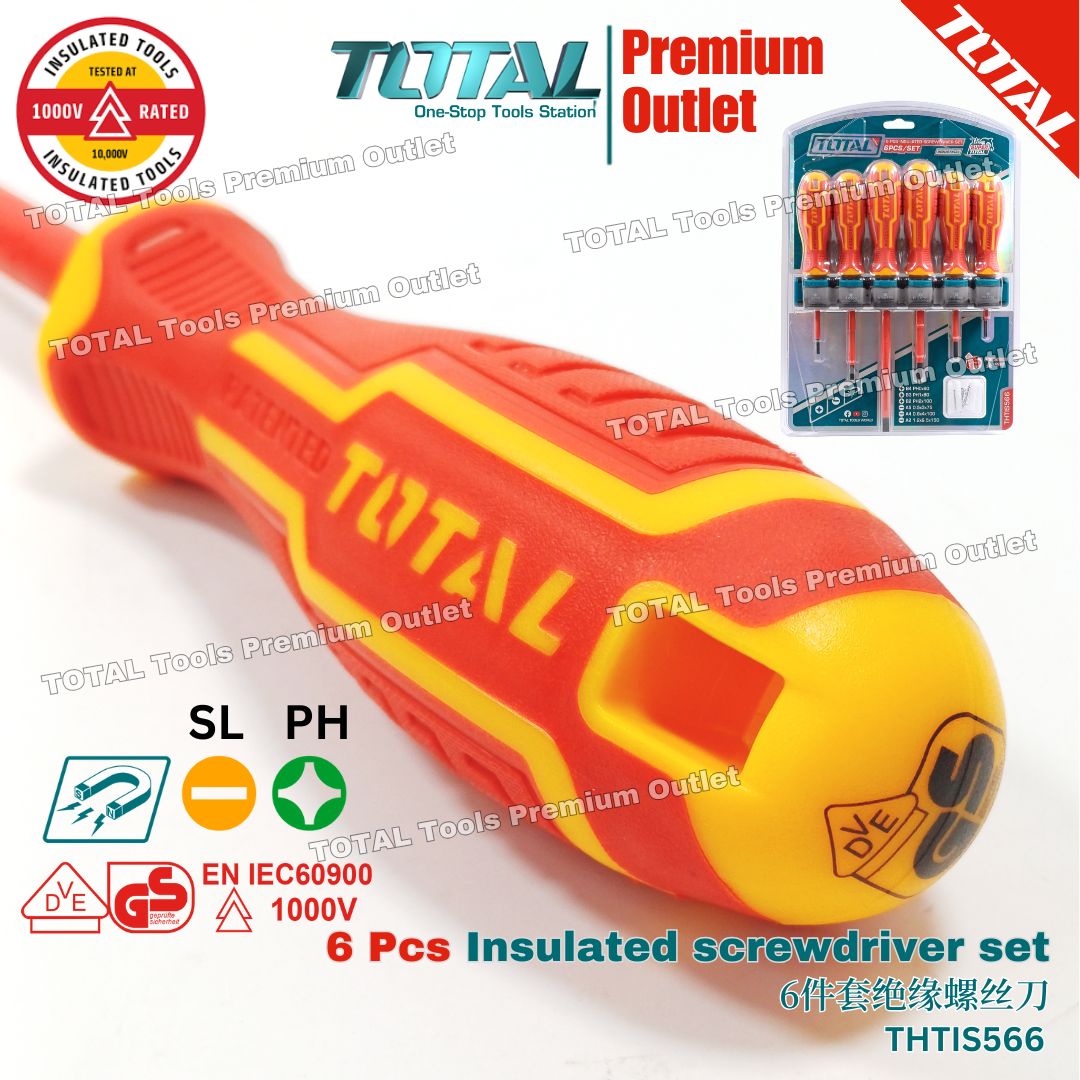 TOTAL Tools 6pcs insulated screwdriver set PH , SL, w/ Aluminum frame ...