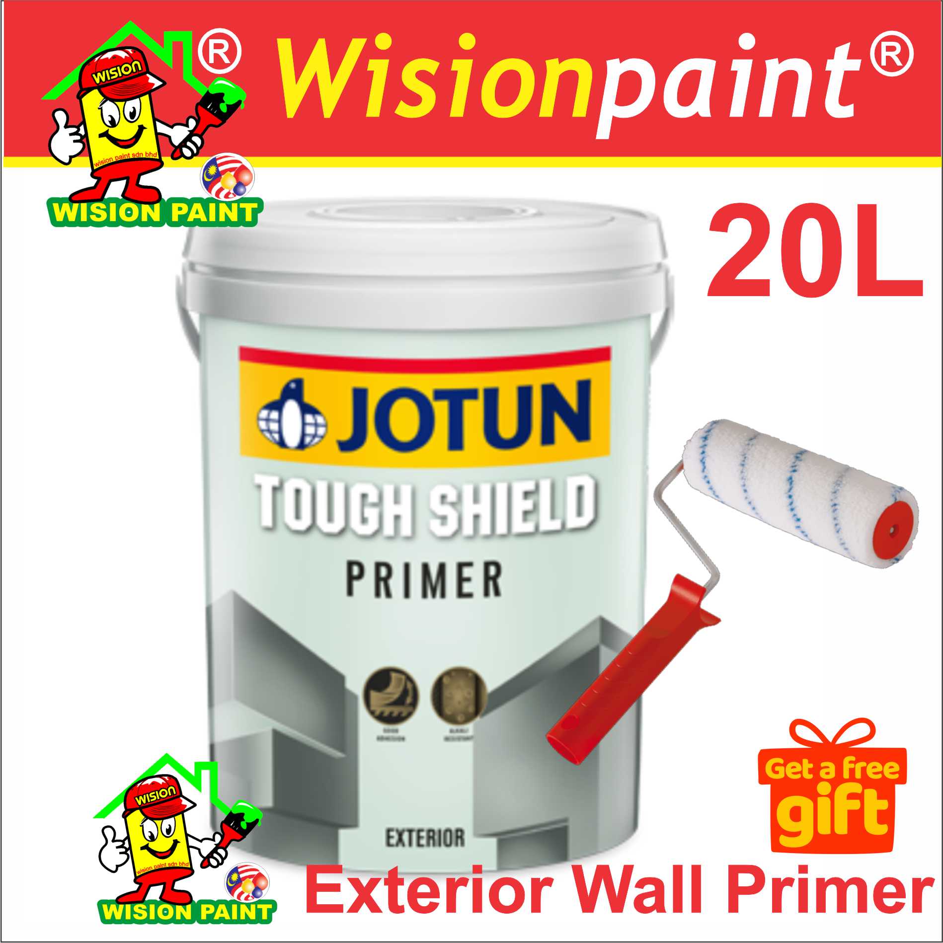 20L JOTUN TOUGH SHIELD PRIMER WALL EXTERIOR ( FREE 7" ROLLER SET ) 20 ...