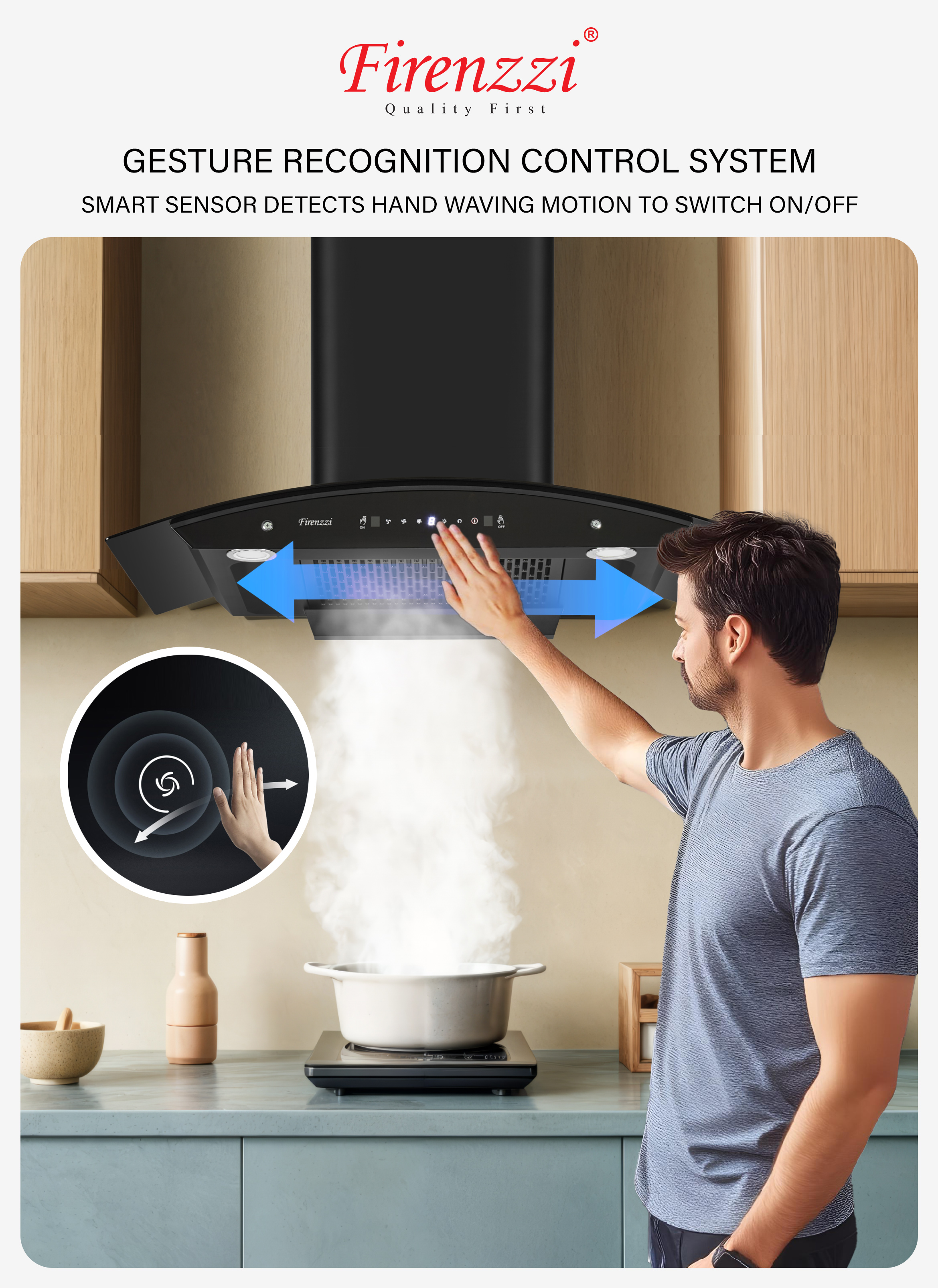 Firenzzi FCH-9018 XP Cooker Designer Hood Gesture Recognition Control ...