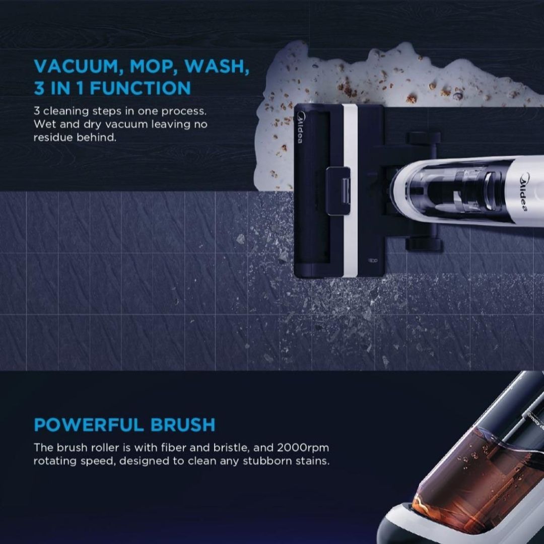 Midea Pembersih Lantai Wet & Dry Cordless Vacuum Cleaner Floor Washer ...