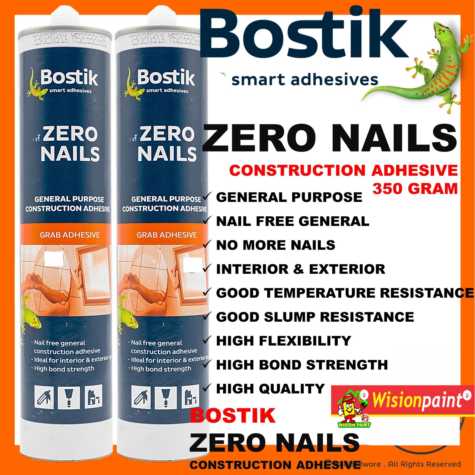 BOSTIK ( ZERO NAIL 300g ) construction adhesive / no more nail ...