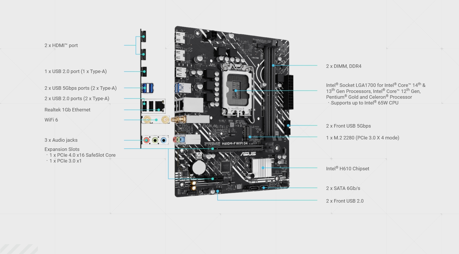 ASUS H610 PRIME H610M-F WIFI D4 DDR4 1700 MOTHERBOARD COMBO PROCEESOR ...