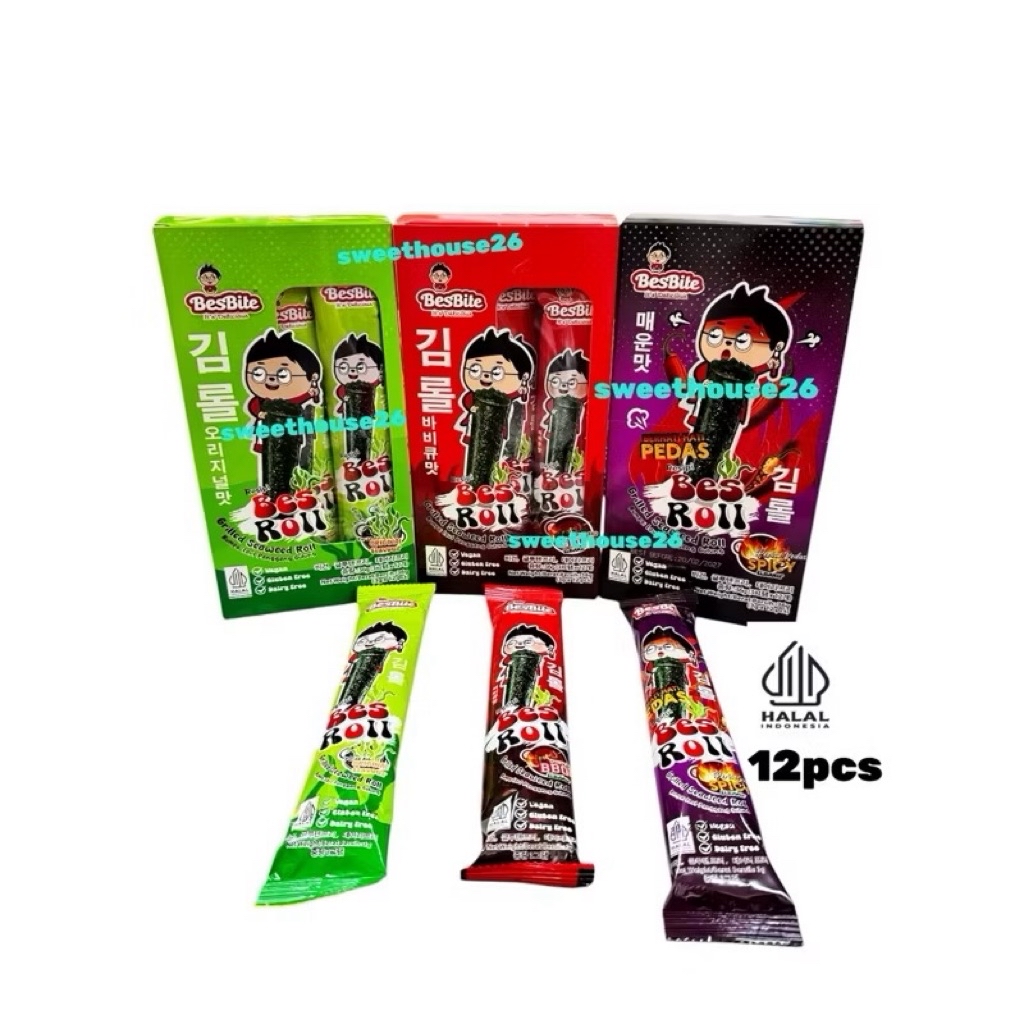 BesBite Bes RollSeaweed Roll 12pcs x 36g Original / BBQ / Spicy (Halal ...