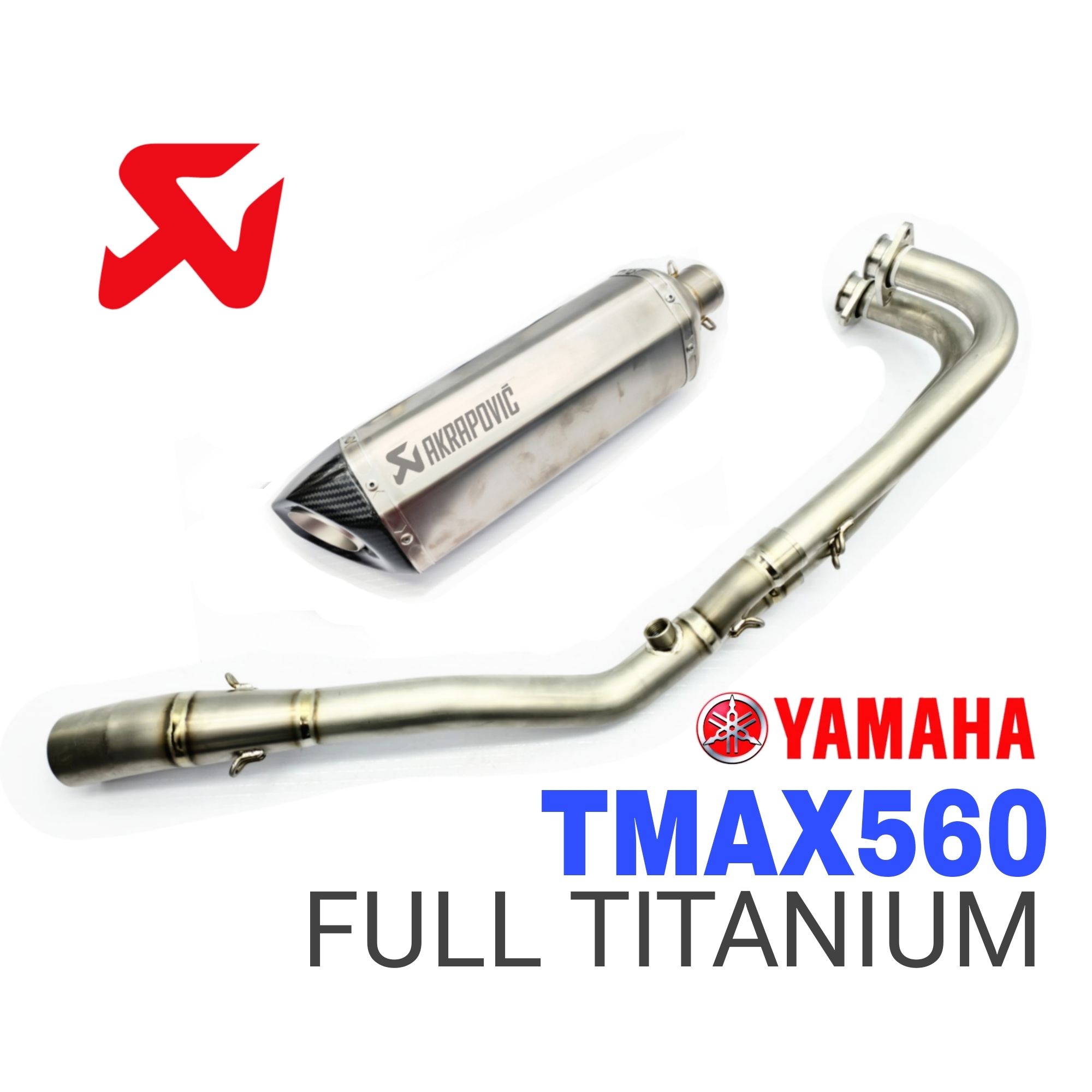 AKRAPOVIC LOGO Exhaust Yamaha TMAX 560 Ekzos REAL TITANIUM Full System ...