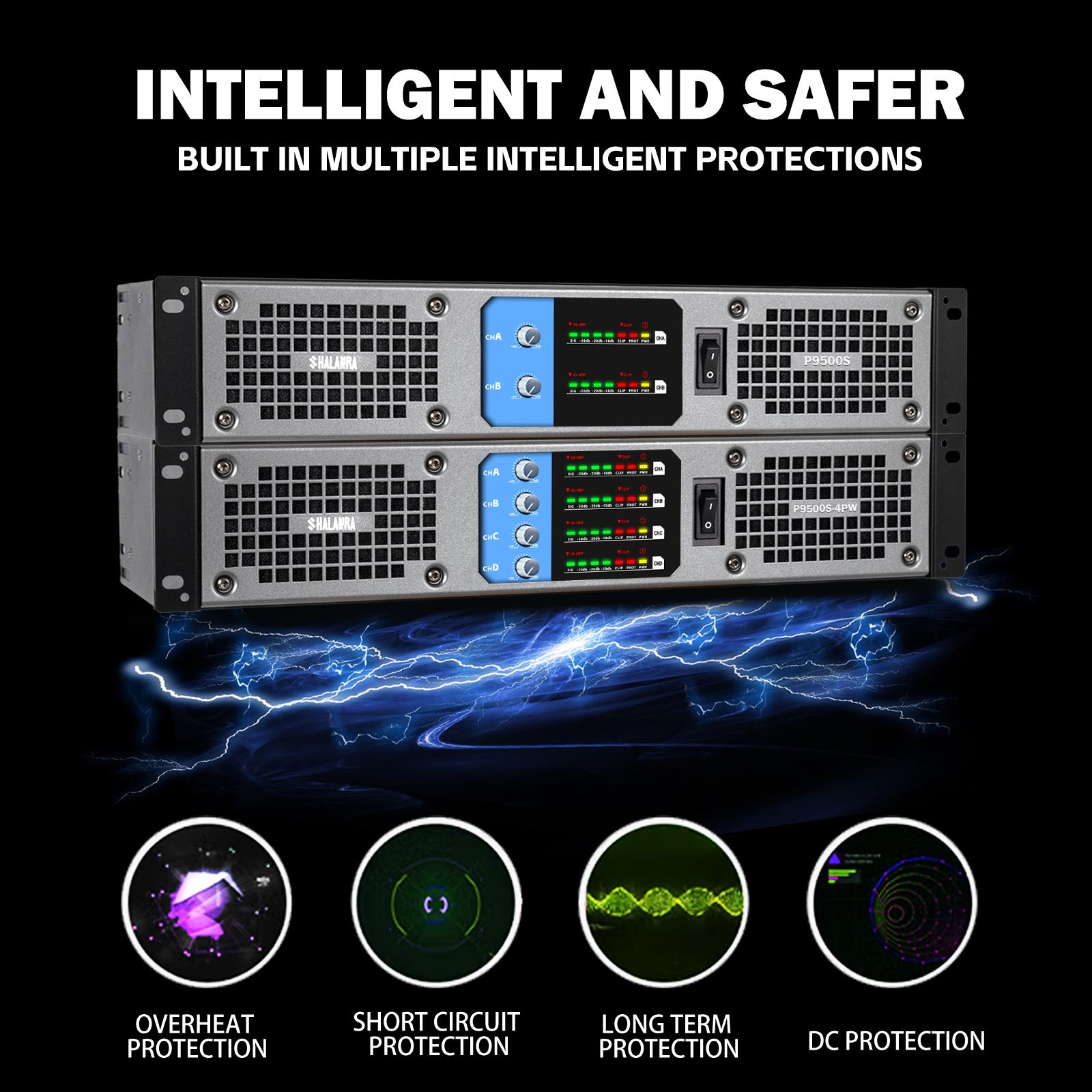 SHALANRA P9800S/P9800S-4PW Professional power amplifier, digital amplifier, 2/4 channel,8 ohms ...