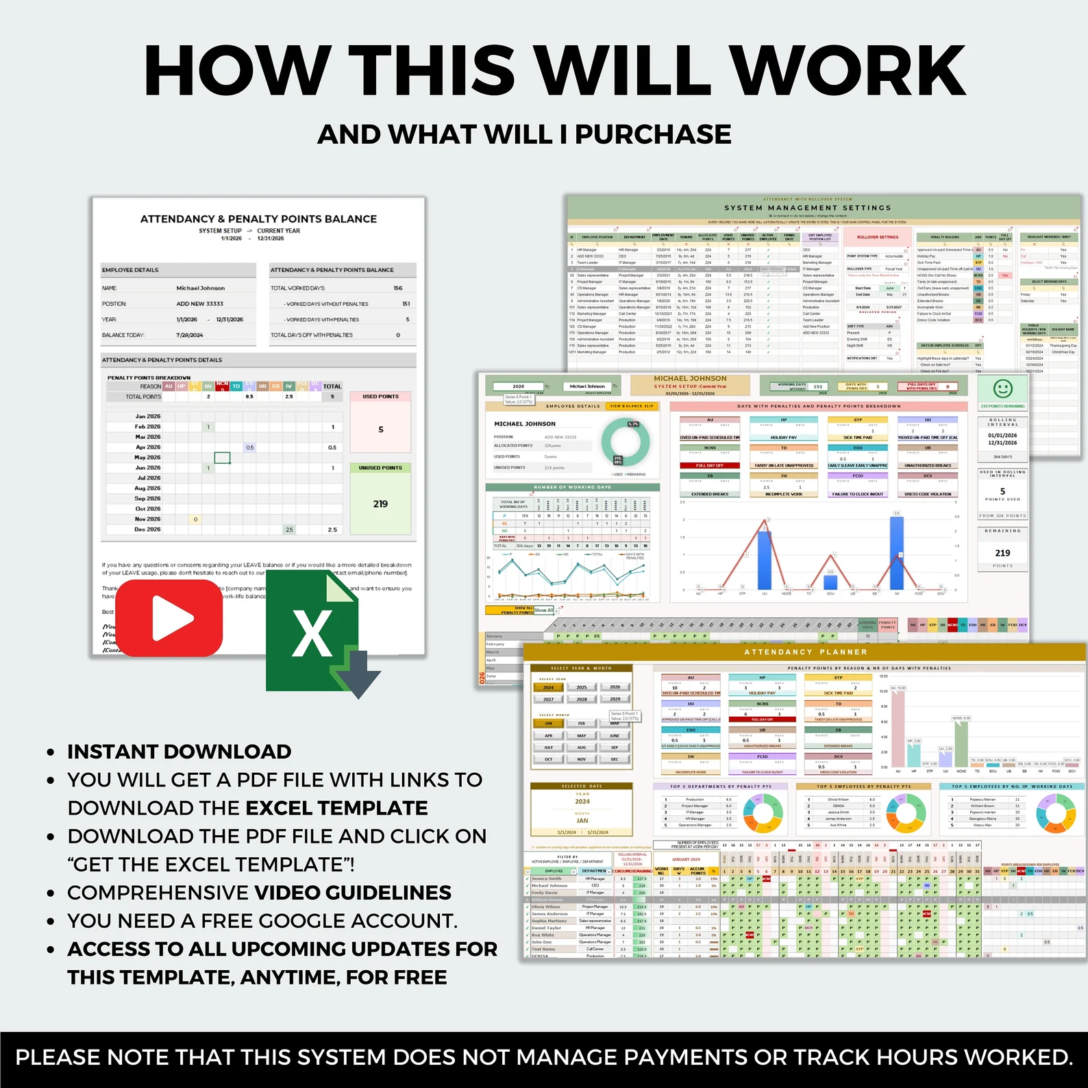 Employee Attendance Tracker Rolling Interval Penalty Point System Excel ...