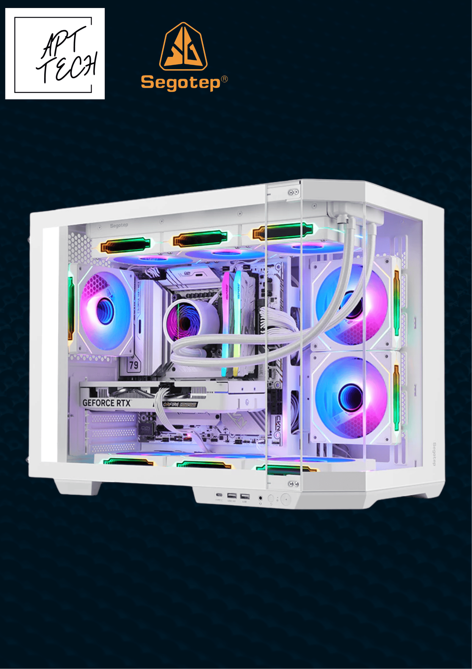 #APTTECH SEGOTEP LUMI 3T M-ATX GAMING DESKTOP PC CASE / CASING WITH 6 ...