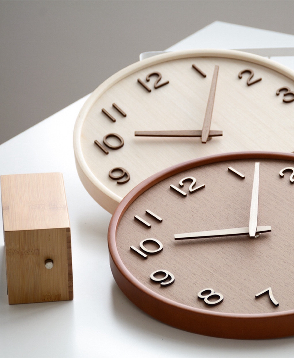 Wooden Aesthetic Nordic Wall Clock Jam Dinding Hiasan Kayu Gantung ...