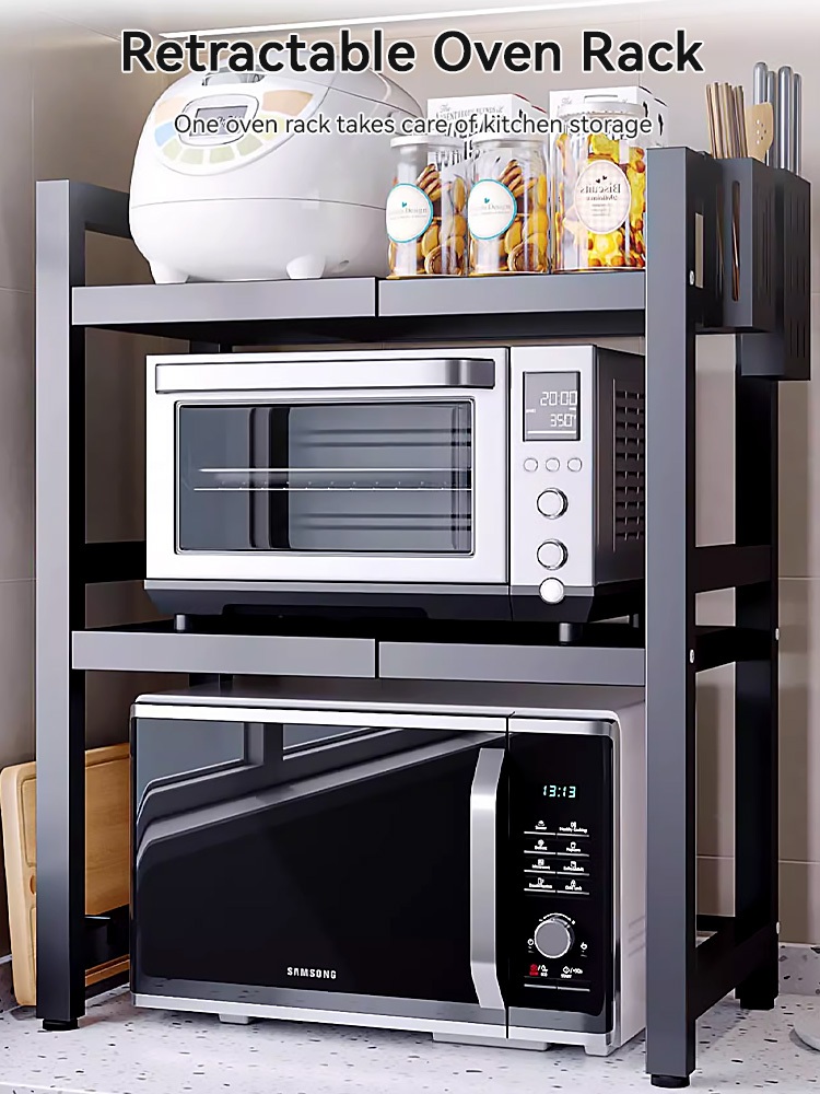 Kit Microwave Rack Oven Rack Rak Dapur Adjustable Retractable Kitchen ...