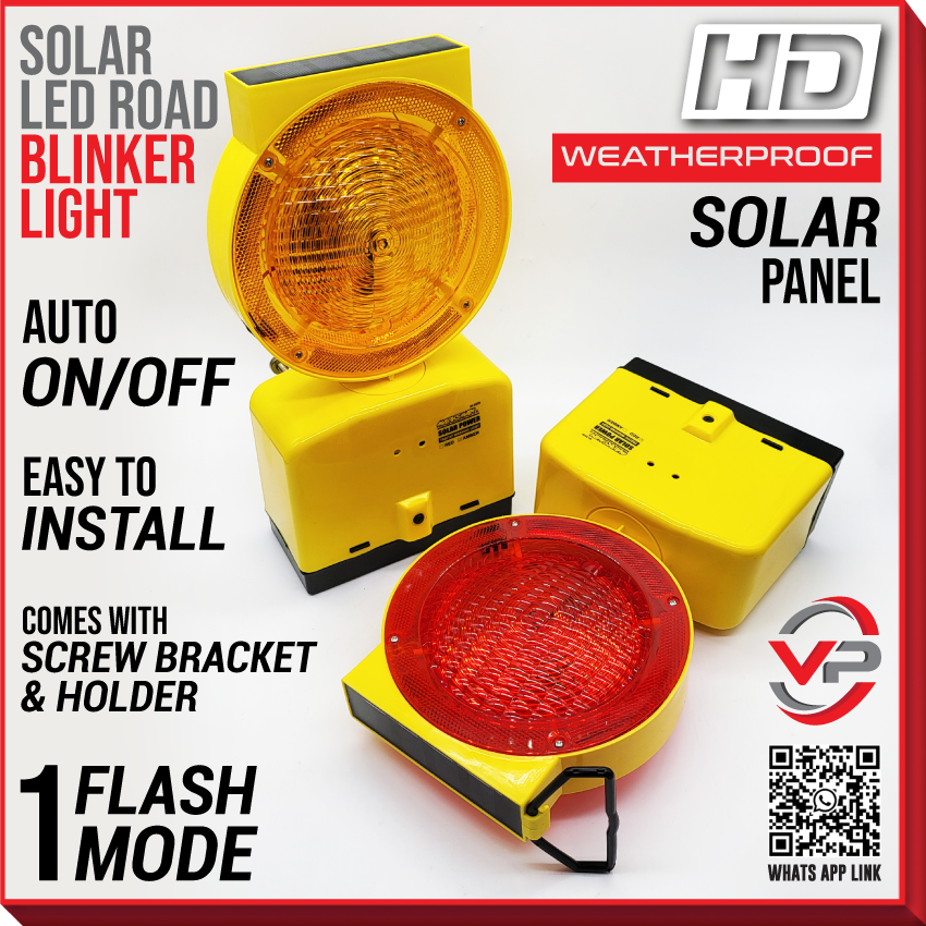SOLAR LED ROAD BLINKER LIGHT WEATHERPROOF BLINKER YELLOW/AMBER/RED ...