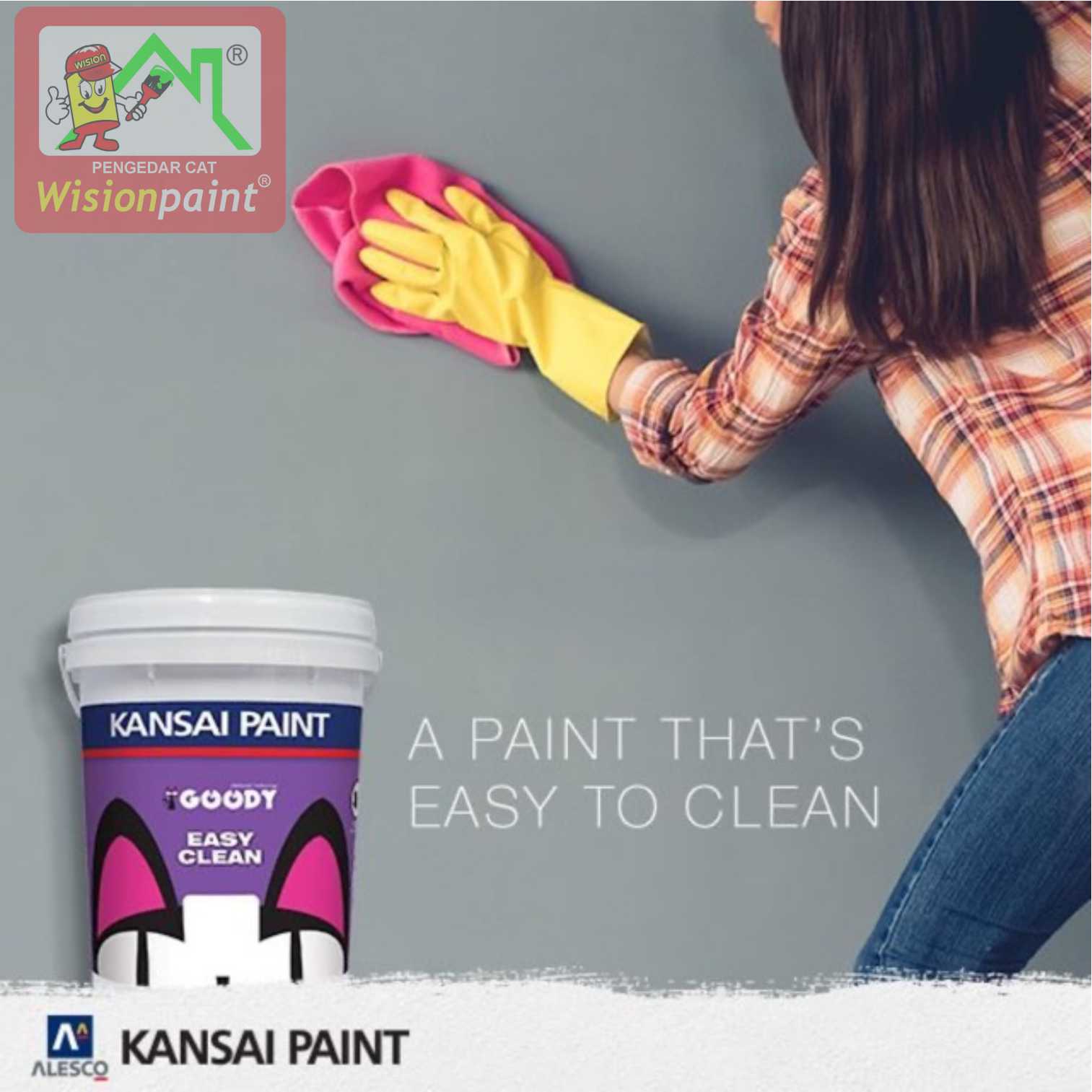 ( 1L ) KANSAI PAINT EASY CLEAN GOODY ( free 1.5" brush ) MID SHEEN ...