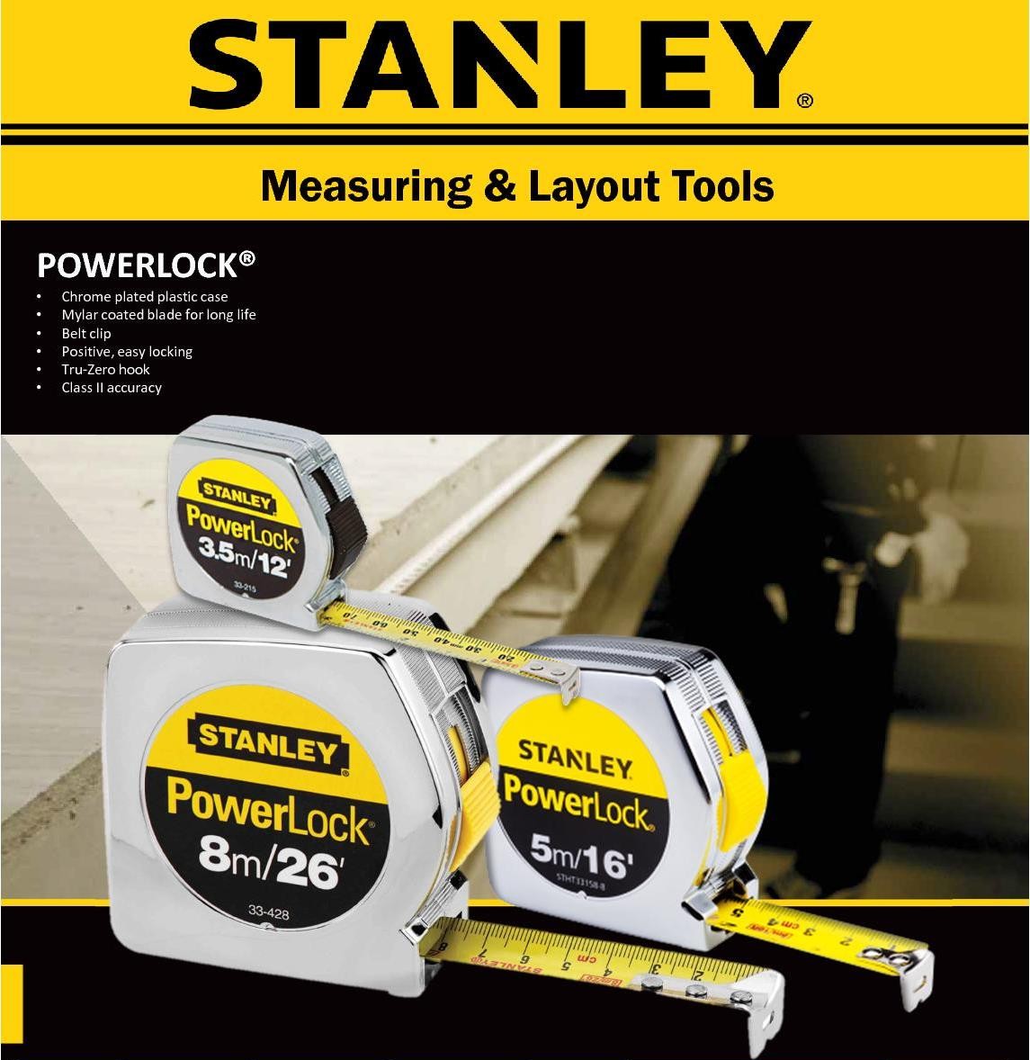 [Original] Stanley Measuring Tape Power Lock 8M/26FT 5M 3.5Meter ...