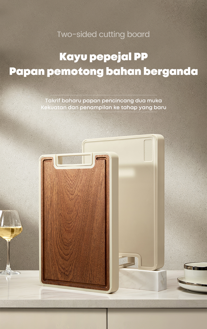 Ecowin Cutting Board Rectangle Wooden Chopping Board With Handle Papan ...
