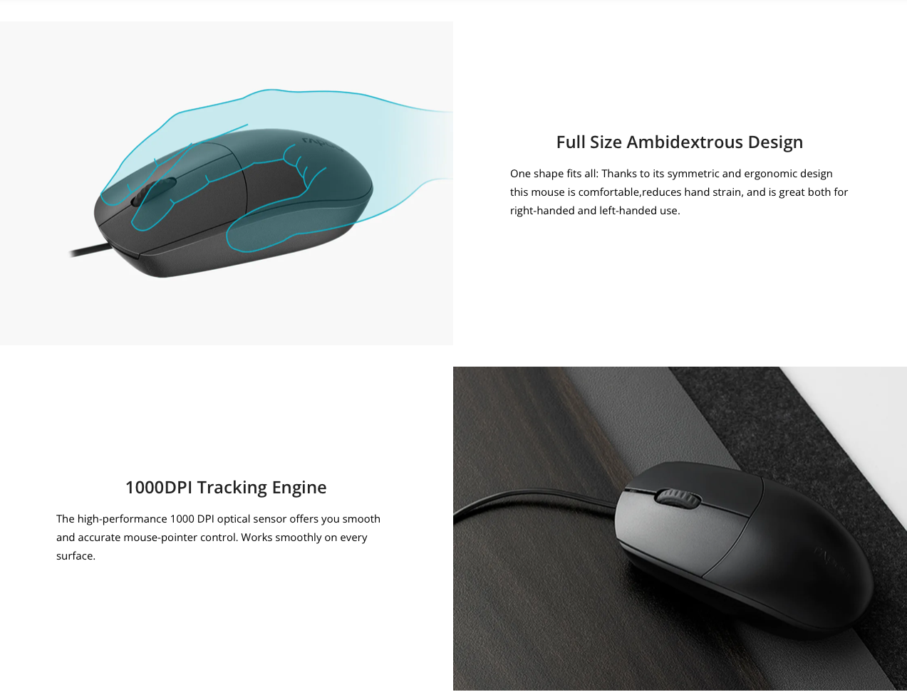 Rapoo N100C USB Type C Wired Optical Mouse Black | Shopee Malaysia