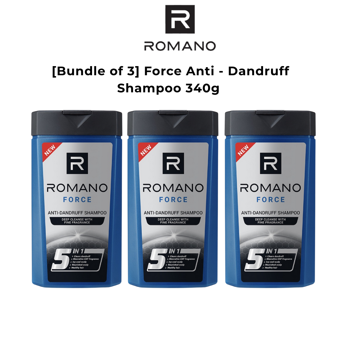 [Bundle of 3] ROMANO Shampoo Anti Dandruff Force 340g | Shopee Malaysia