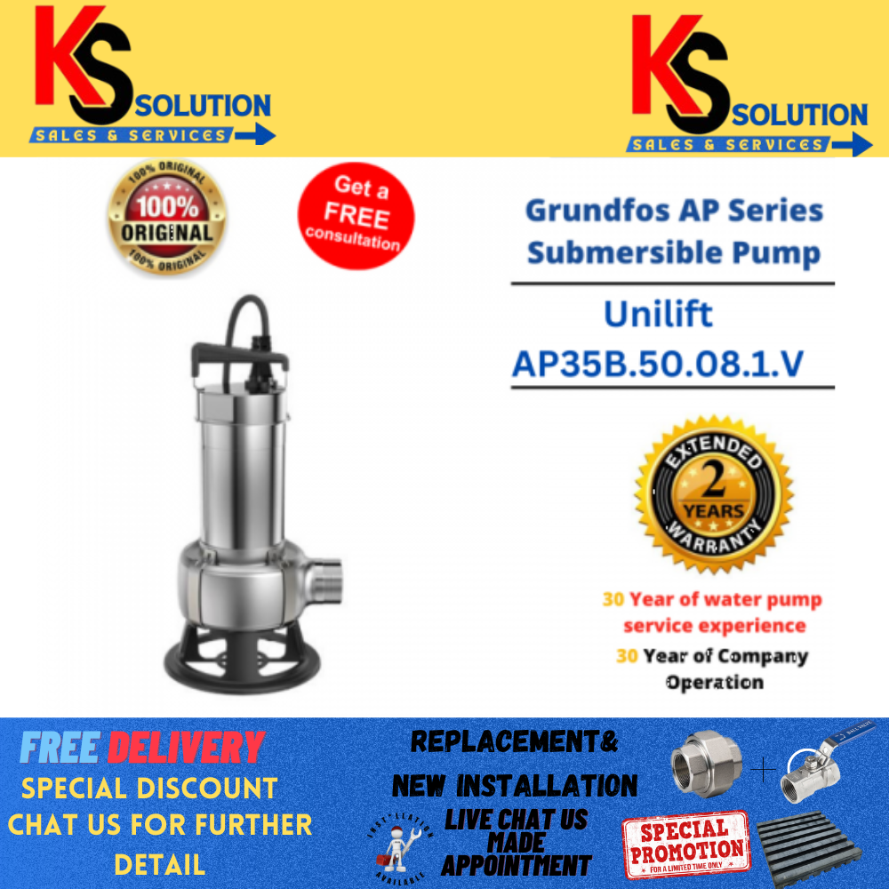 UNILIFT AP35B.50.08.1.V Manual Submersible Pump 1.68HP 2" 1250Watt ...