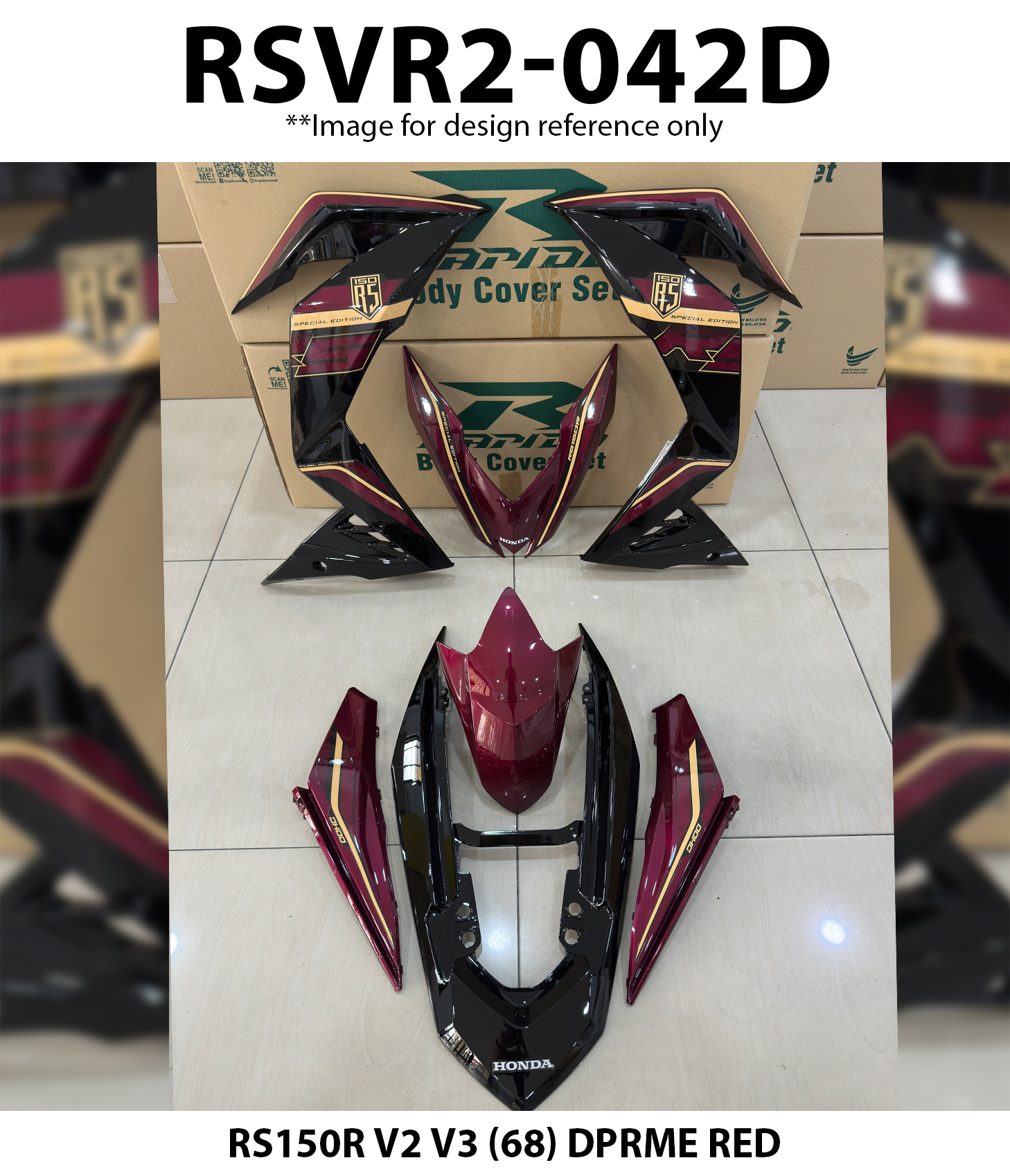 HONDA Rs-150r Rs150r V1 V2 V3 (68) Red Blue Dunhill Cover Set Sticker ...