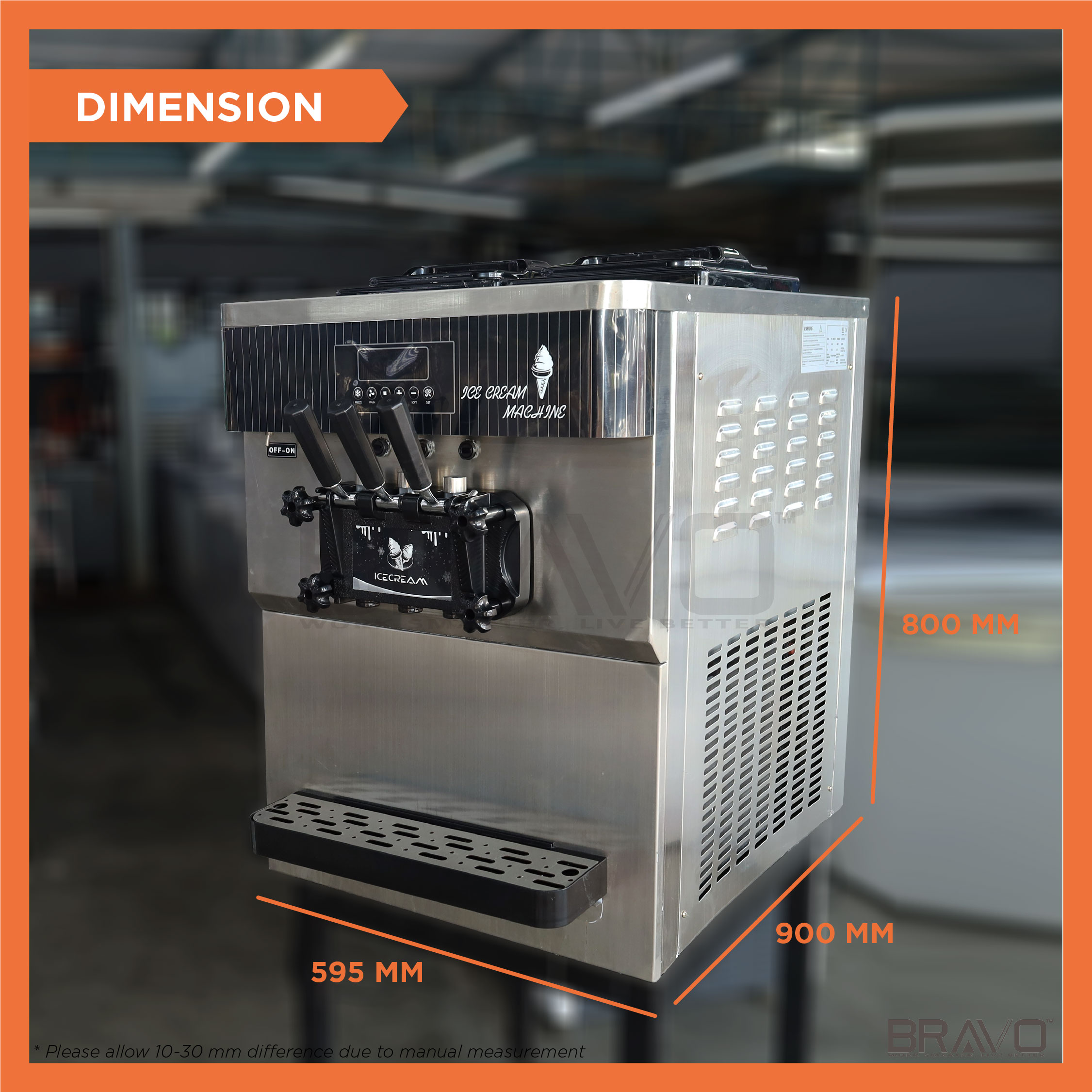 Bravo Soft Ice Cream Machine Tripple Head| Production 36 Liter/Hour Pre Cooling System With ...