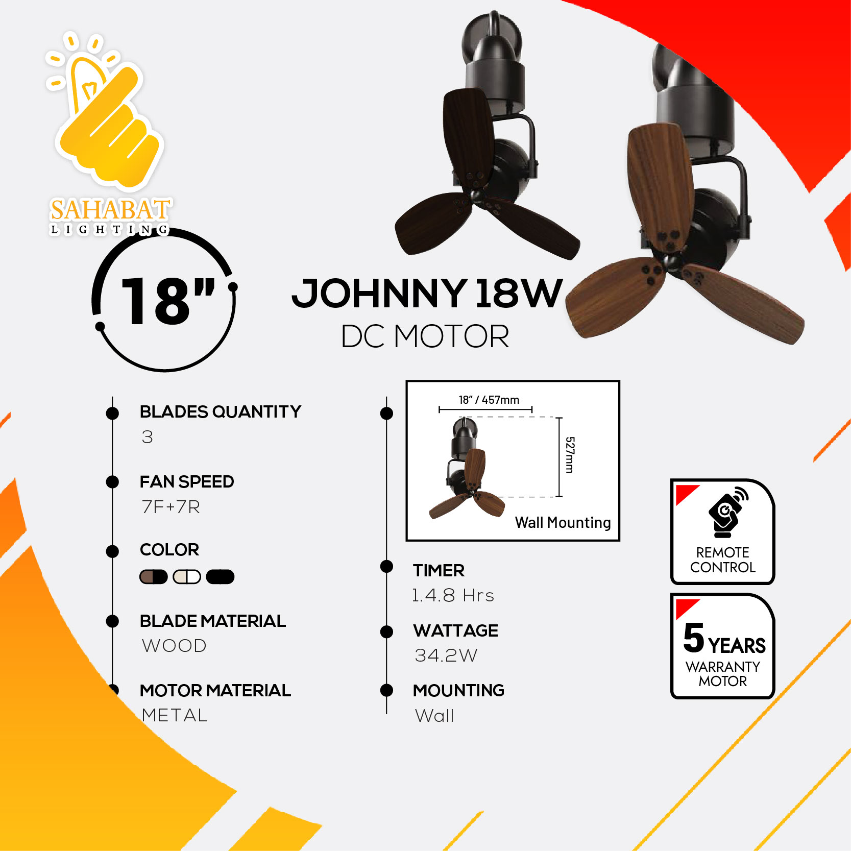 [SIRIM] NSB JOHNNY 18C & NSB JOHNNY 18W DC MOTOR REMOTE CONTROL CEILING ...