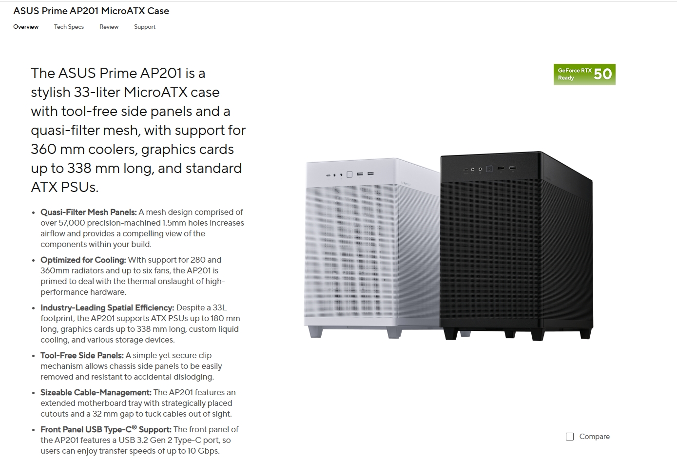 ASUS AP201 PRIME CASE MESH M-ATX DESKTOP PC CASING / CASE WITH QUASI ...