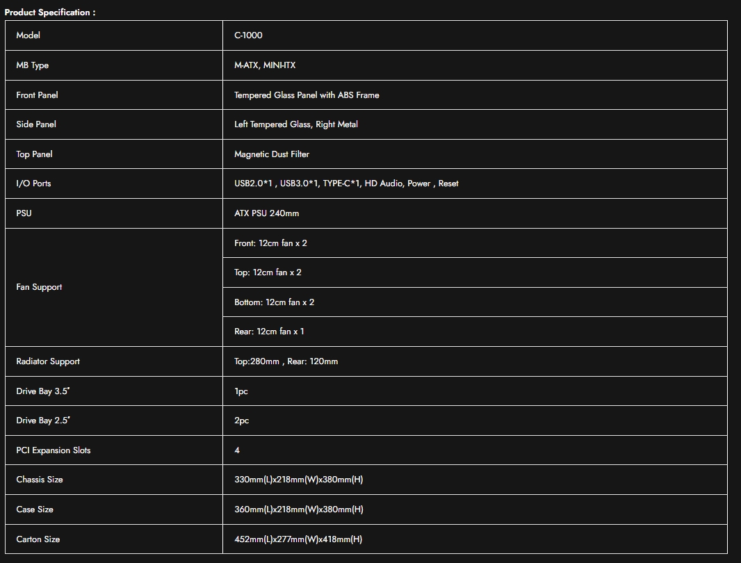 INVASION C-1000 M-ATX DESKTOP CASING / CASE WITH HIGH AIRFLOW / COMPACT ...