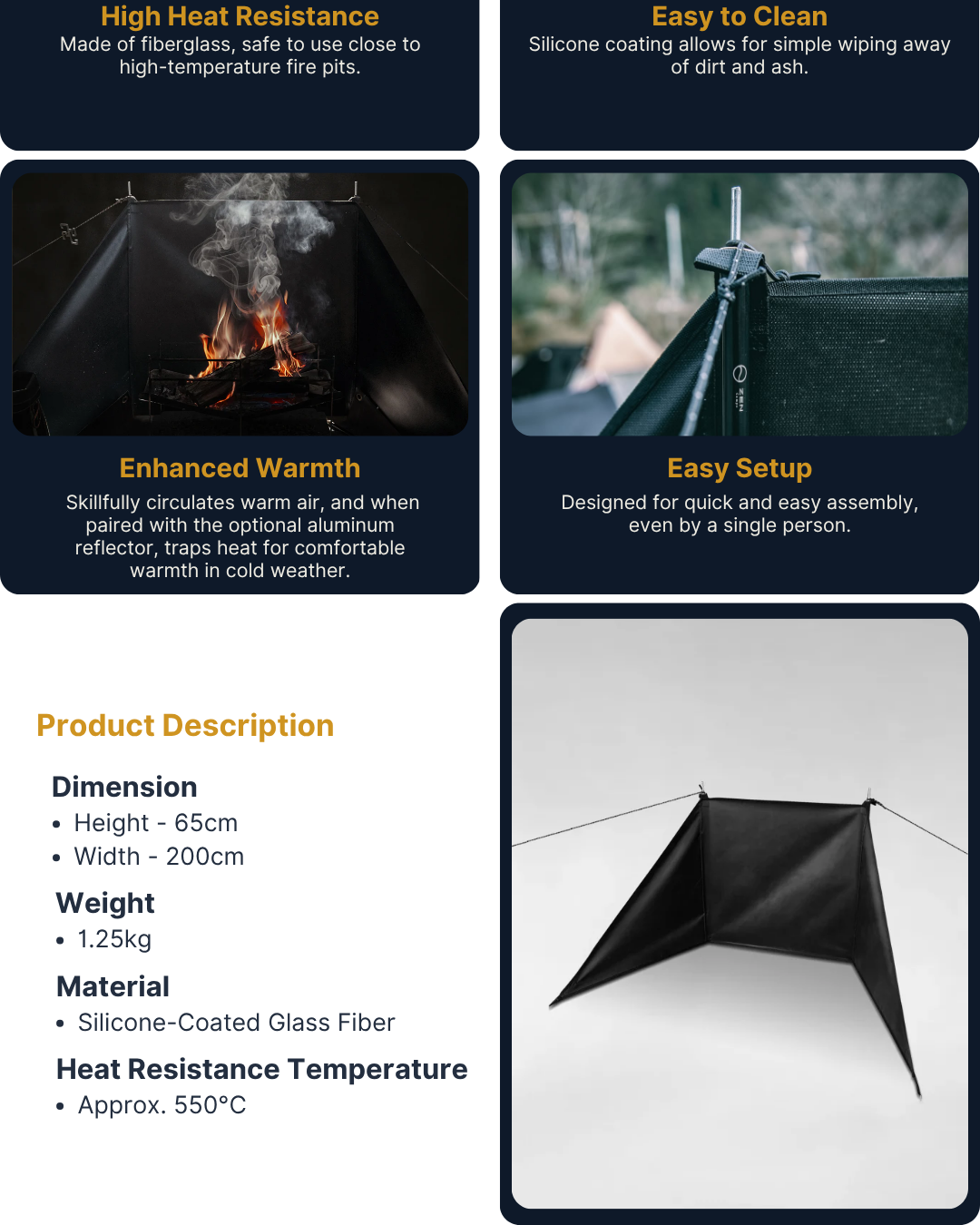 ZEN CAMPS - HIMORI WINDSCREEN HEAT-RESISTANT FIRE GUARD PROTECTION ...