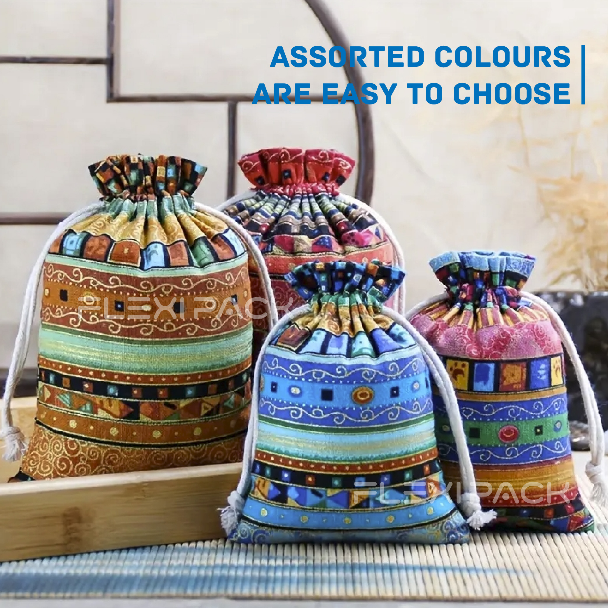 Ethnic Drawstring Bag Linen Jute Pouch Bag Jewelry Doorgift Burlap ...