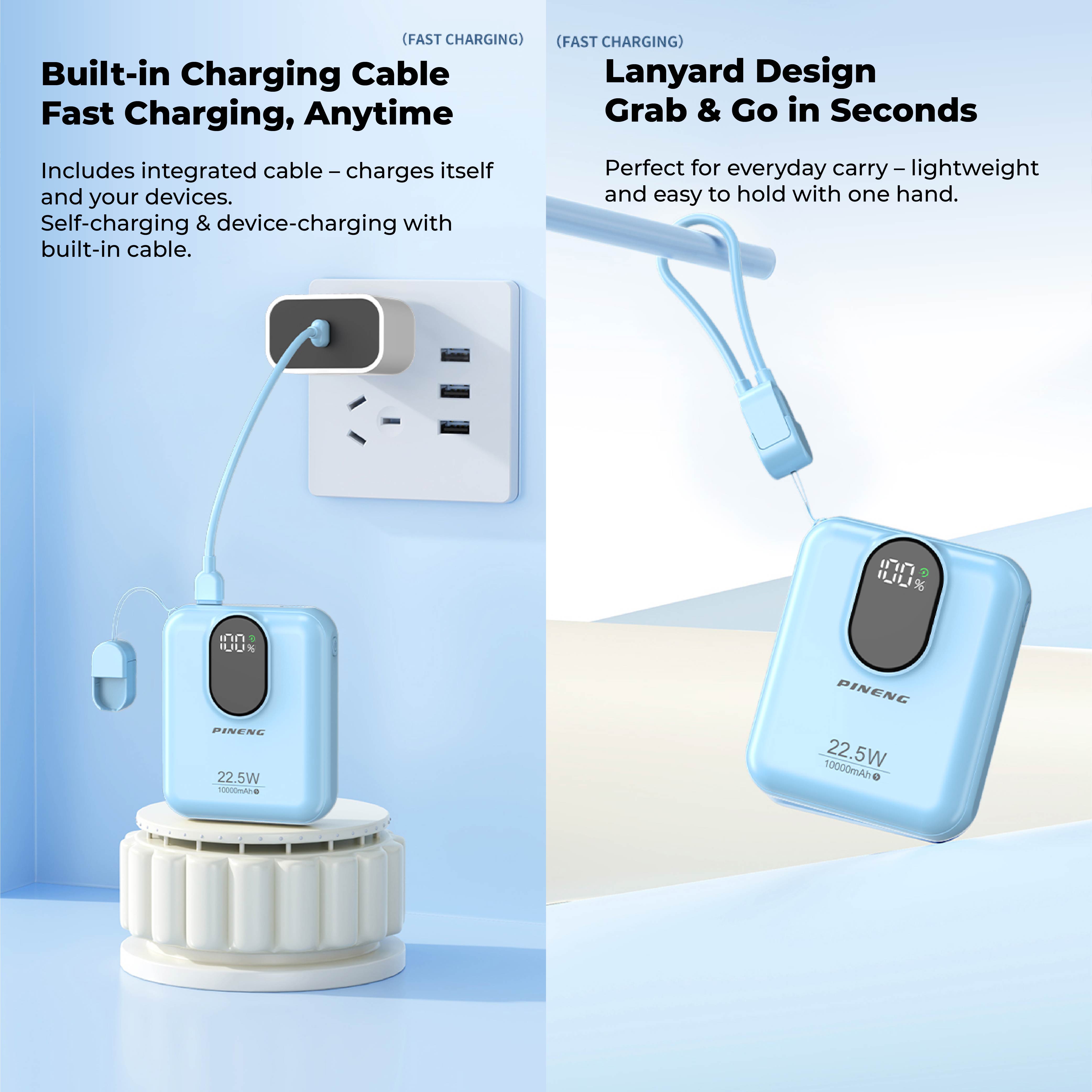 [3C Certified] Pineng PN-725PD 10000mAh 22.5W Fast Charge Magnetic Wireless Powerbank w ...