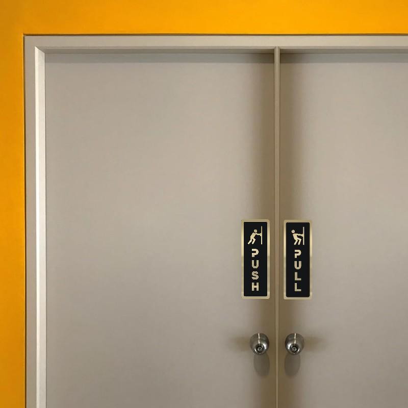 1Pair 3D Acrylic Push Pull Sign Papan Tanda Pintu Sliding Door Label ...