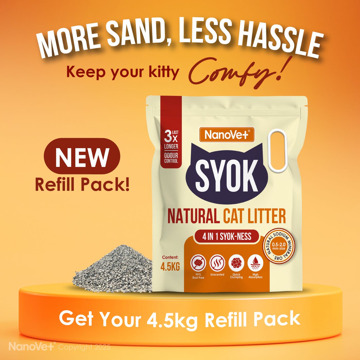 Nanovet® Syok Mineral Sand Natural Cat Litter | Shopee Malaysia