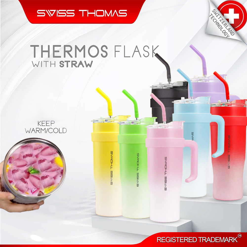 Swiss Thomas Double-Layer Insulated Stainless Steel Thermos Flask with ...