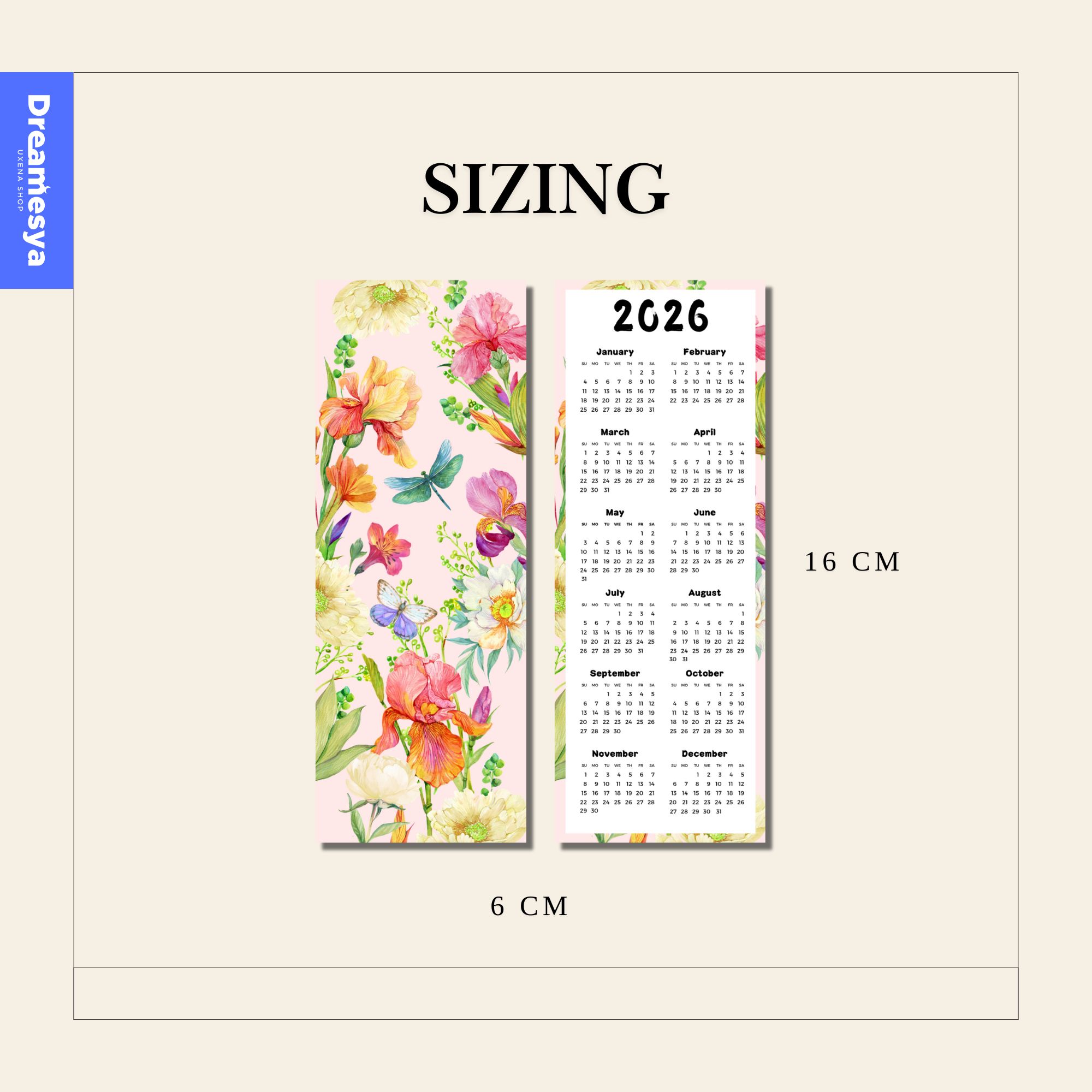 [Custom] Calendar Bookmark 2026, Beautiful Variation, Bookmark and ...