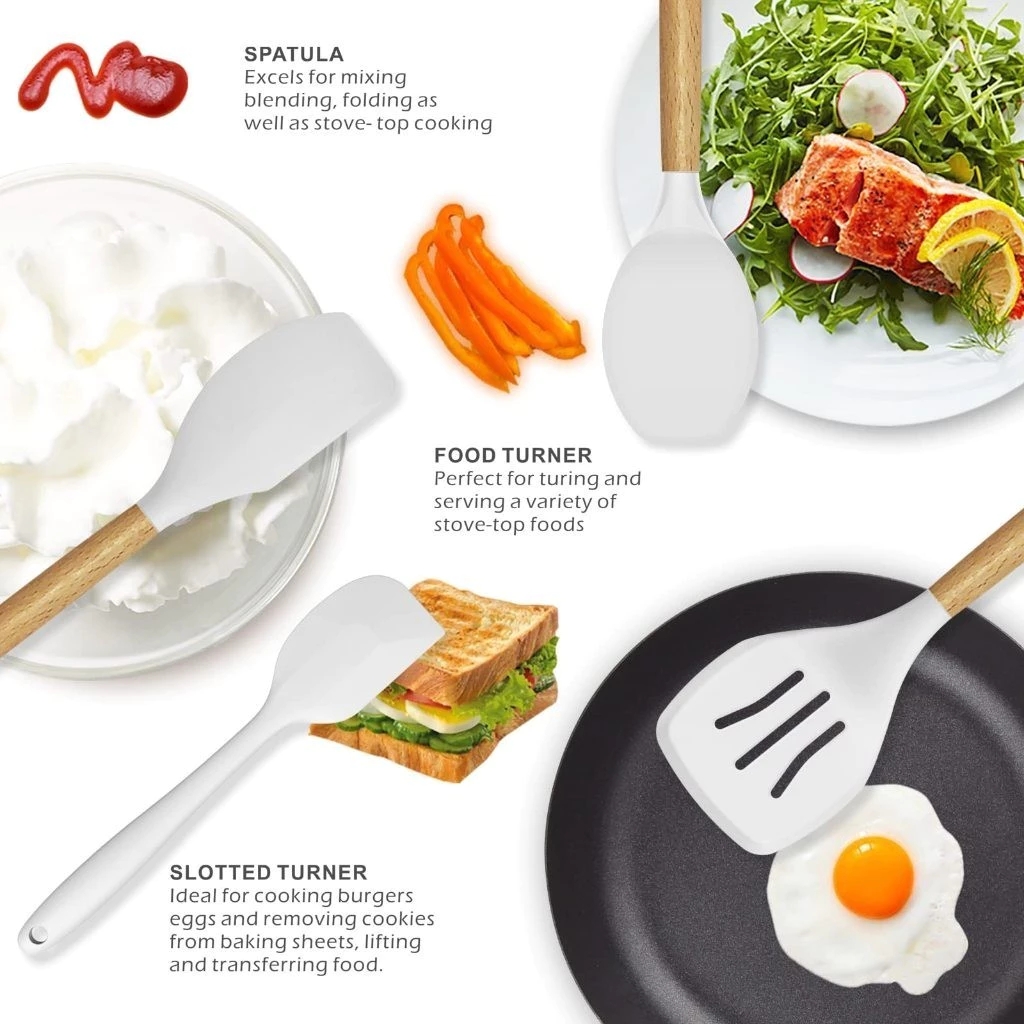 OOKAS Silicon Spatula Sudip 3PCS/6PCS/12PCS Kitchenware Set Utensils ...
