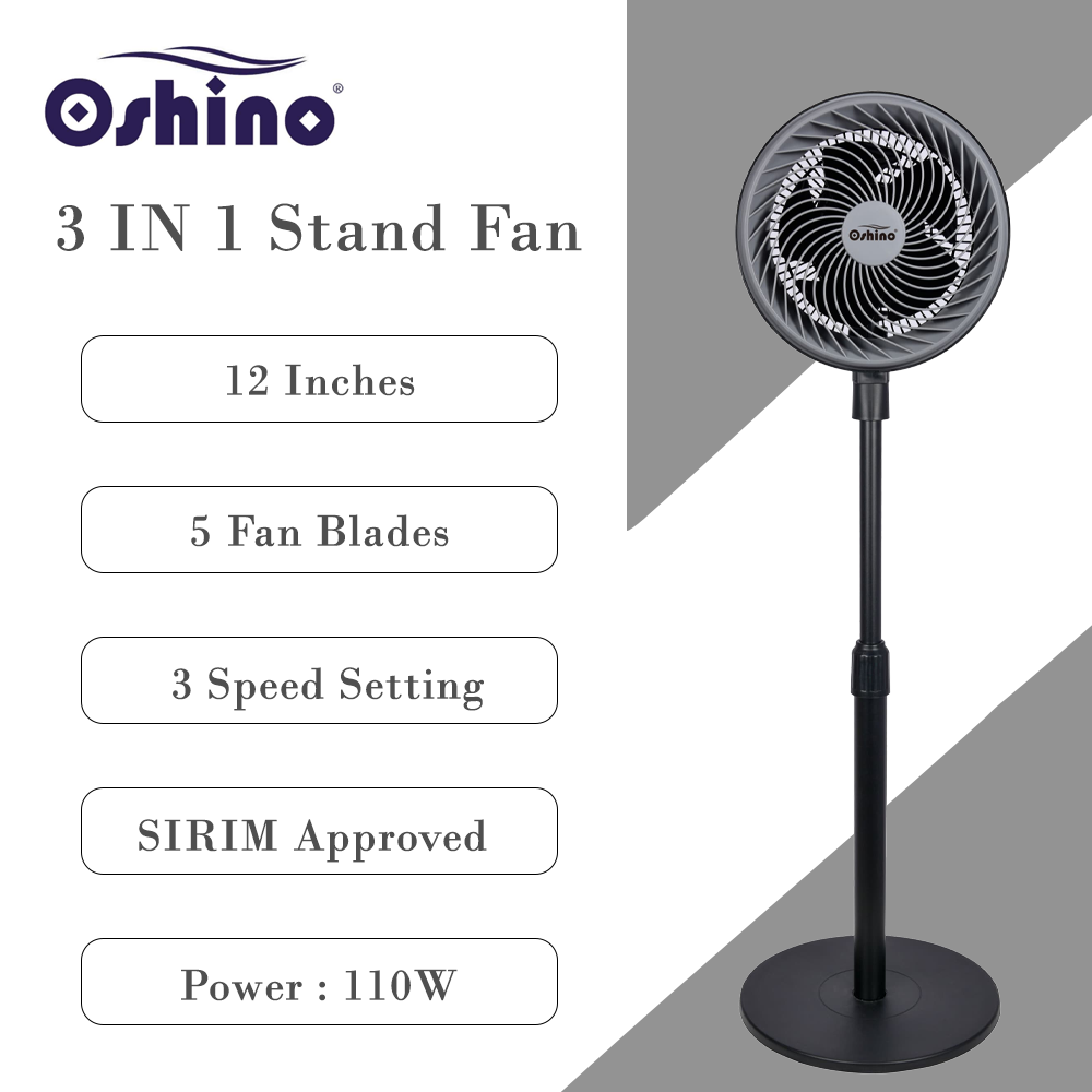 Homelux 12'' Air Circulation Stand Fan / Table Fan / Living Fan / 12 ...
