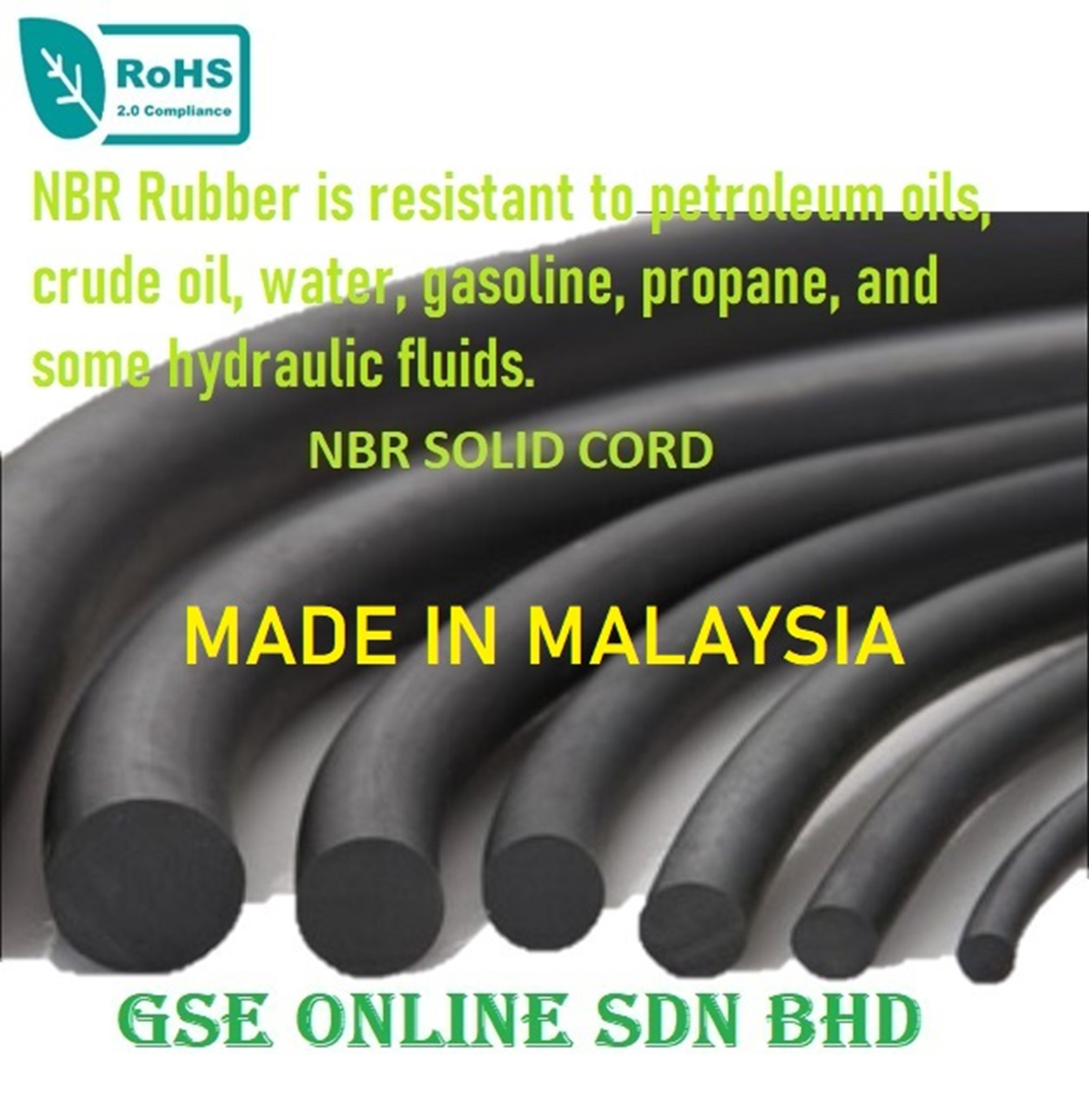 Kord O Ring Pepejal Getah Nitril (NBR) Padat, Unit Kekerasan getah, 70± ...