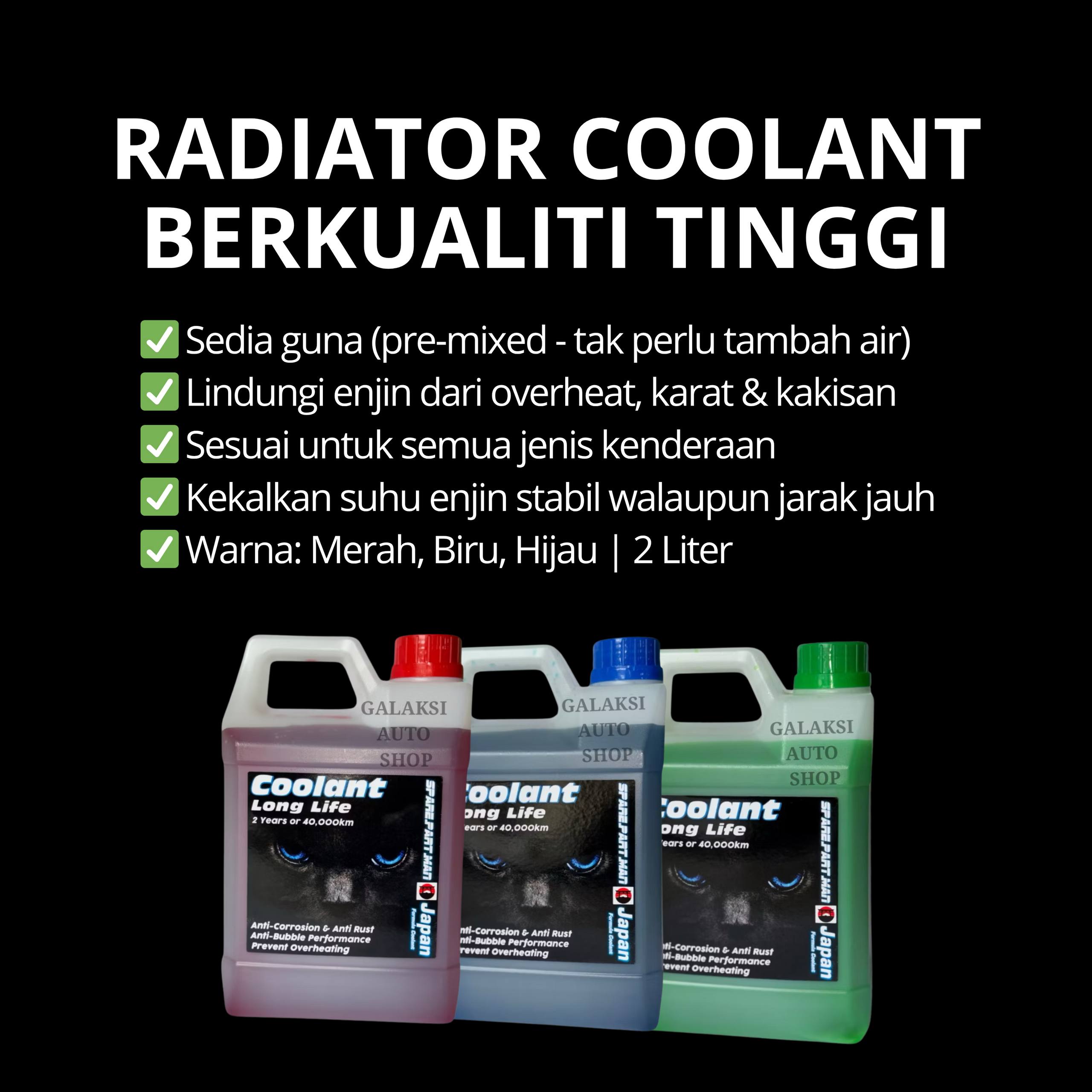 Sparepartman Long Life Coolant 2L - Cecair Penyejuk Radiator (Raditor ...