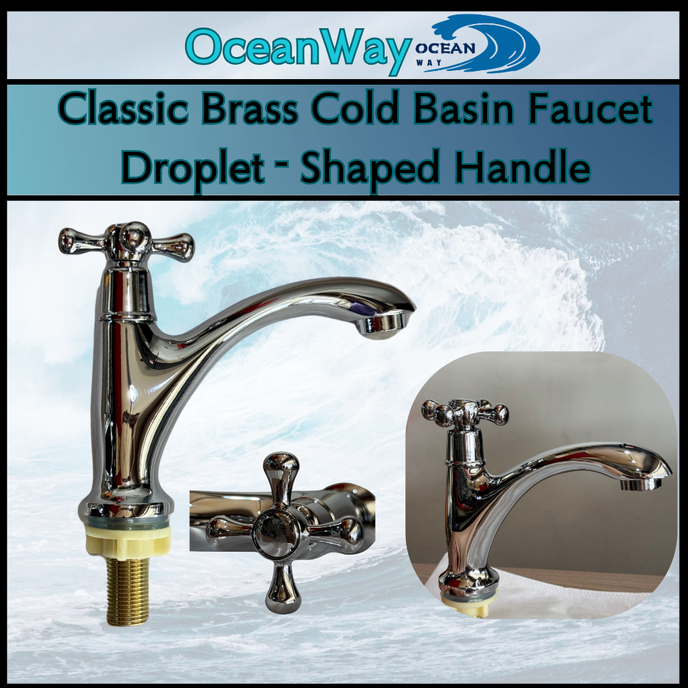 Ocean Way Paip Sink Sejuk Klasik Loyang dengan Pemegang Bentuk Titik ...