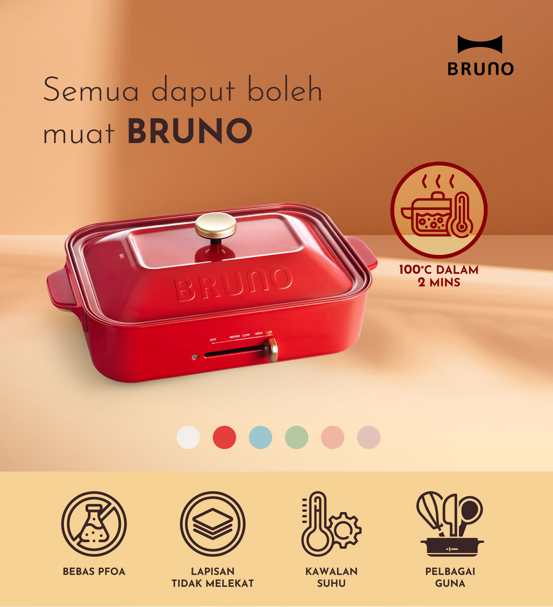 Bruno Compact Hotplate - Blue Gray (Mesin Plat Pemanas Sedang - Biru ...