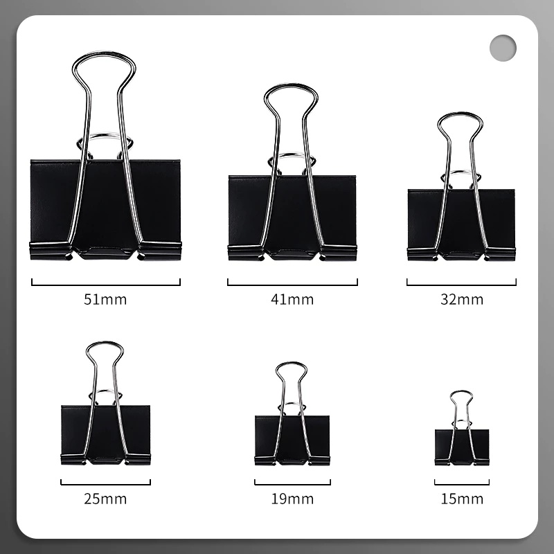 12pcs Black Binder Clip Multipurpose 19mm-51mm binder clip paper Binder ...