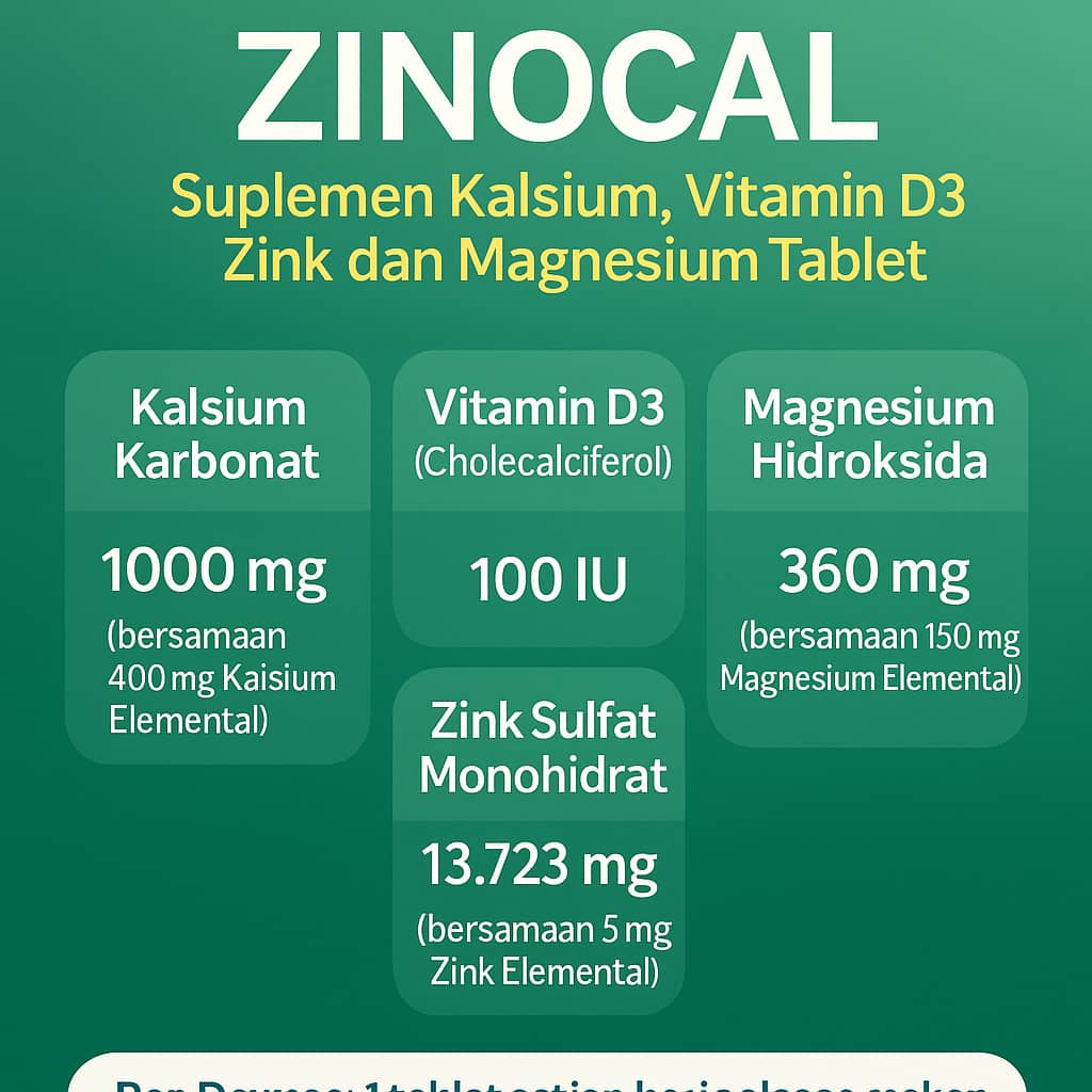 ZINOCAL CALCIUM FOR ADULT AND PREGNANT MOTHER 30 TABLET ( CALCIUM UNTUK ...