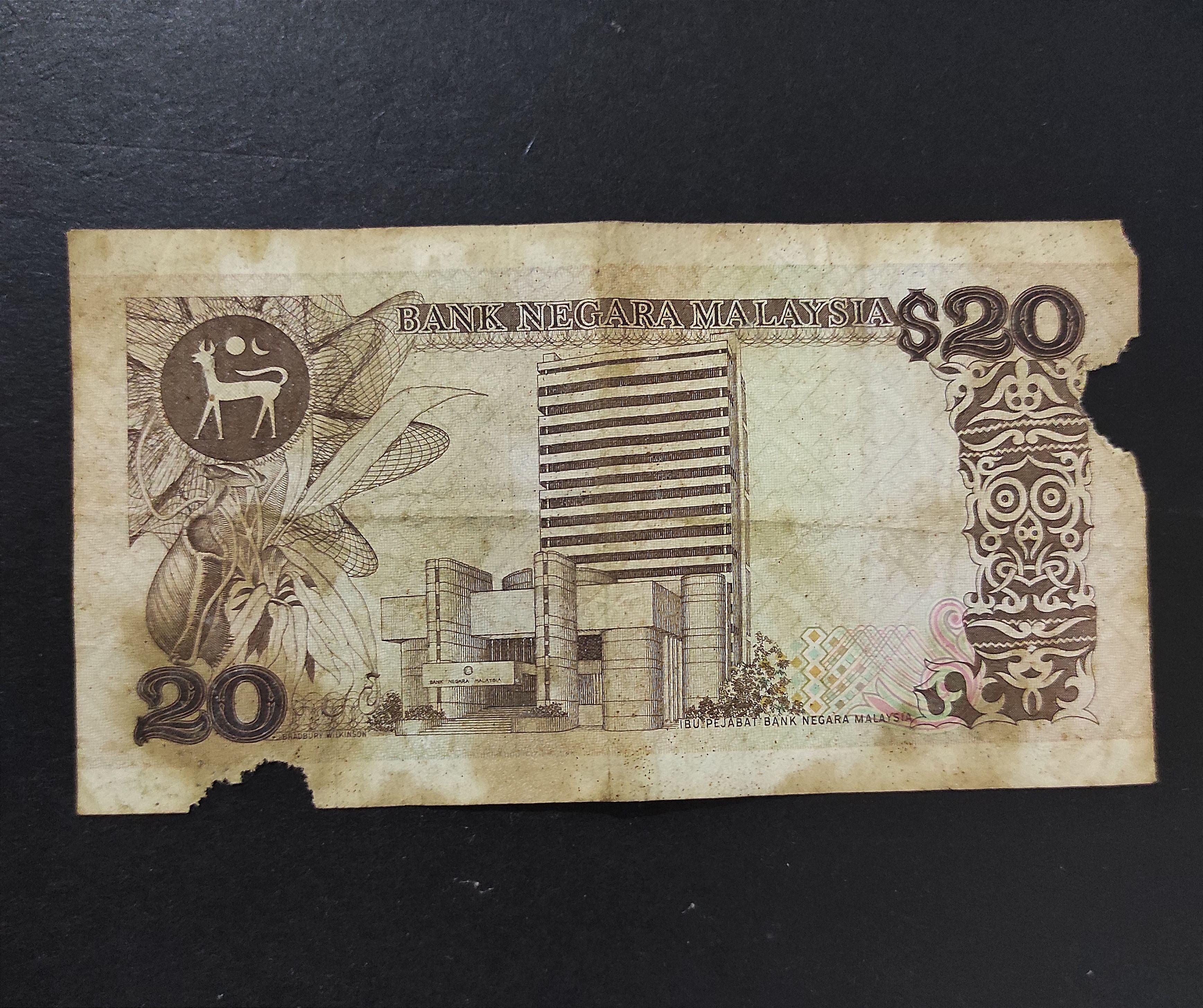 Malaysia Old Banknote RM 20 Aziz Taha Signature Prefix TD (VG Condition ...