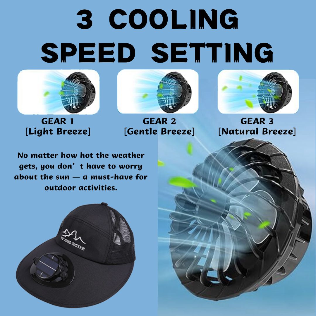 【CAMPTURE】Topi Kipas/Solar+ USB Charging Fan Hat Summer Outdoor Hat For ...