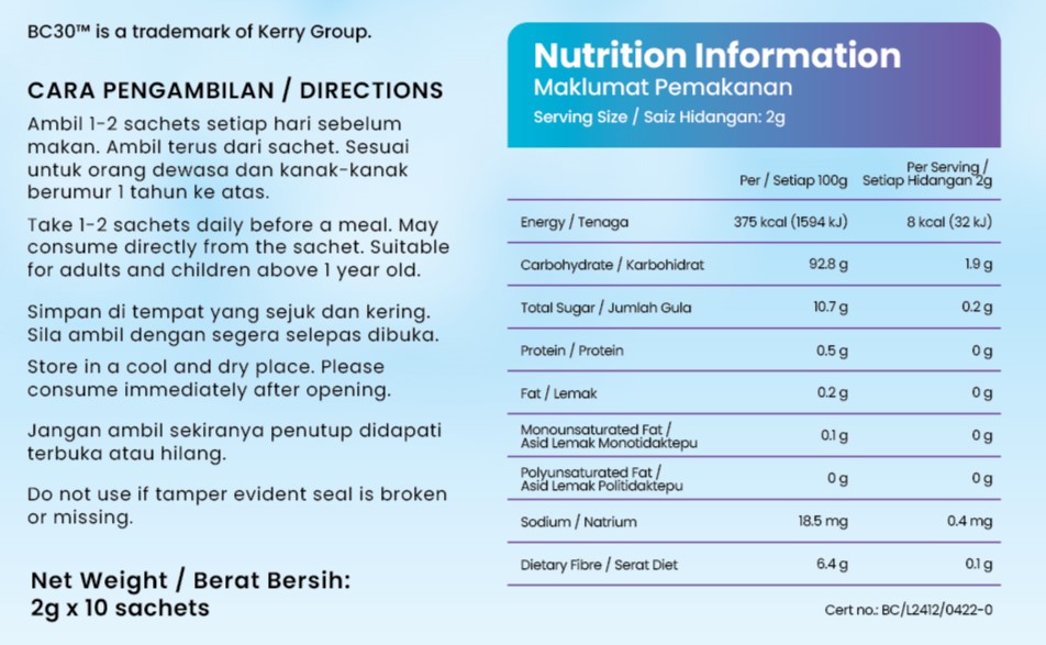 HURIX'S Probiotic (BC30™) 2g x 10 sachets | Shopee Malaysia