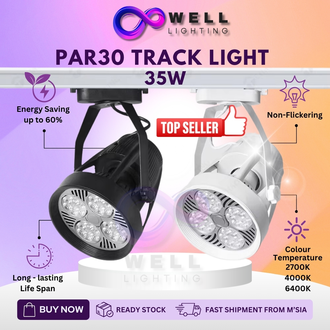 Lampu Spotlight PAR30 Warna Hitam/Putih Lampu Trek PAR30 Track Light Black/White PAR30 Casing ...