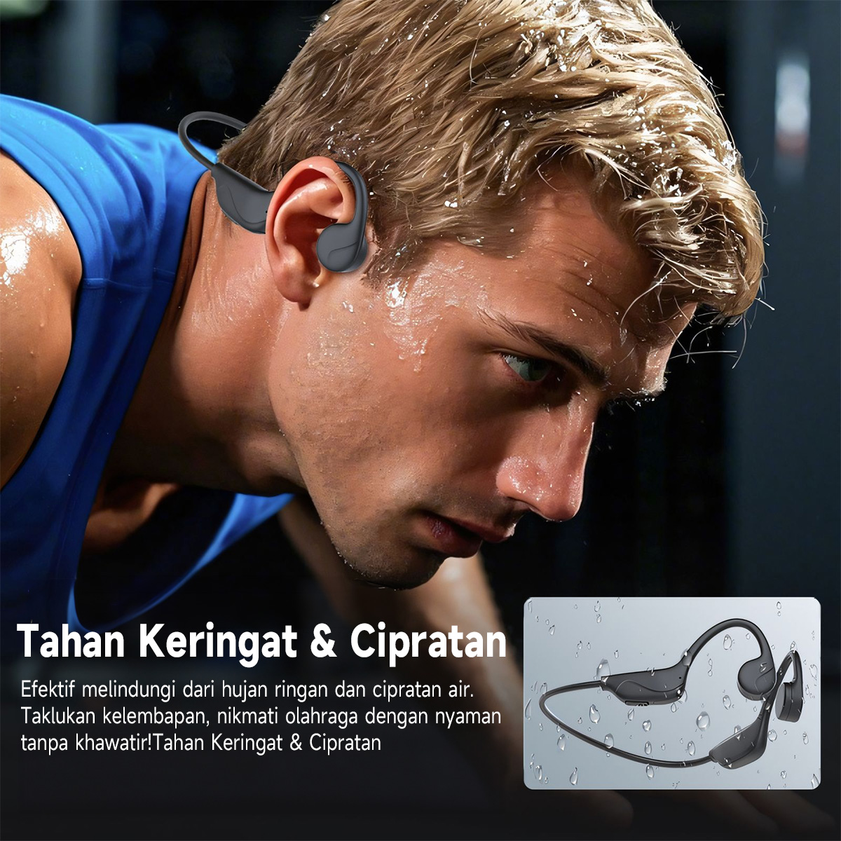 JQVITEK Fon Kepala Pengaliran Tulang BC51 Fon Telinga Wayarles lPX6 ...